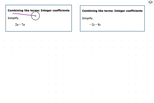 Combining like terms: Integer coefficients