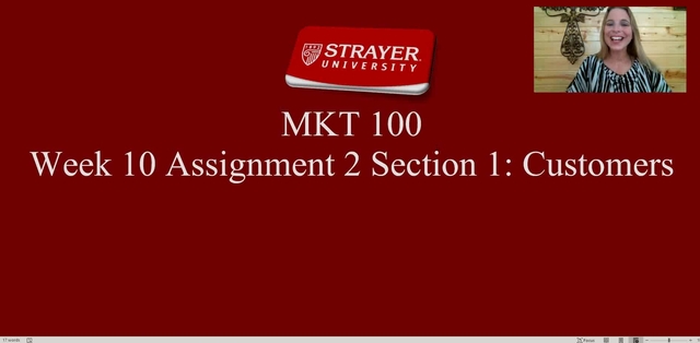MKT 100: Week 10 Assignment 2- Tutorial-Section 1 Customer