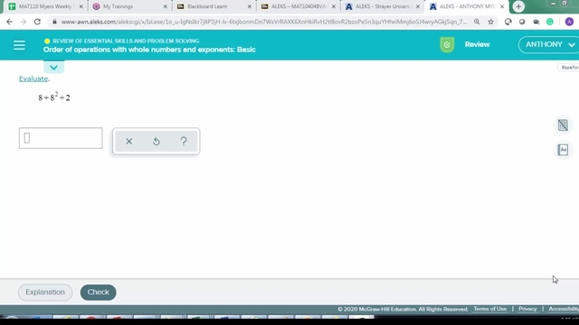 Order of operations with whole numbers and exponents Basic