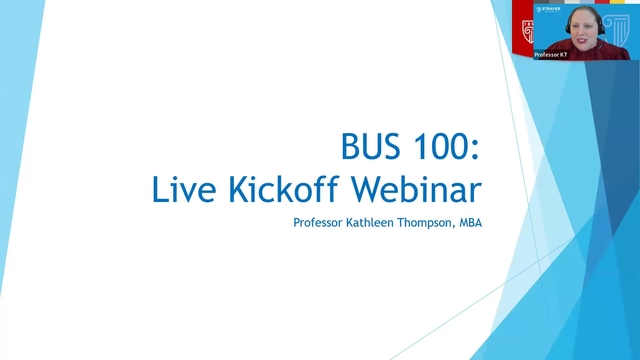 Recording: BUS100 - Live Instruction - Week 1 The Business of You ...
