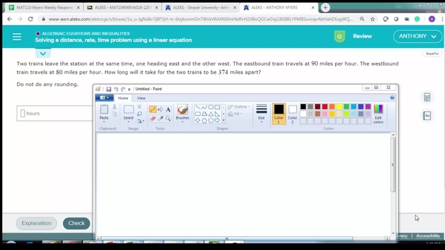 Solving a distance, rate, time problem using a linear equation