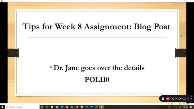 Tips for Week 8 Assignment: Blog Post POL110