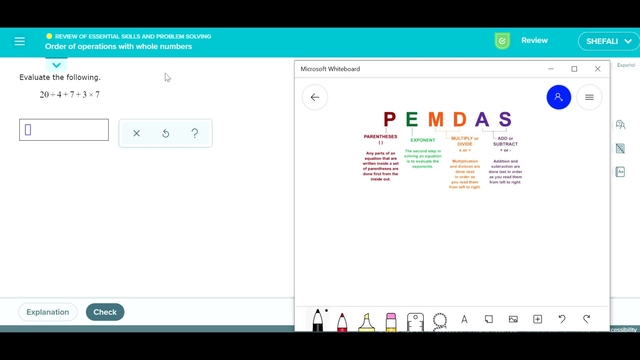 Order of operations with whole numbers