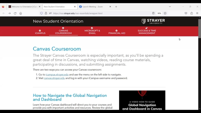 New Student Orientation- Module 2, Canvas Courseroom