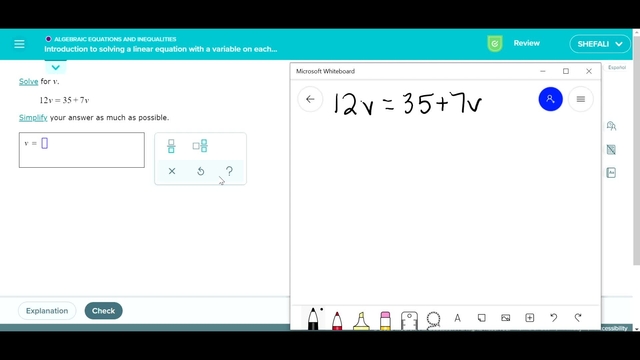 Introduction to solving a linear equation with a variable on each side