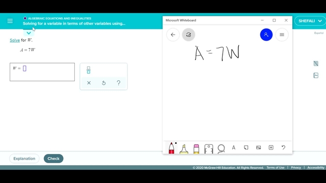Solving for a variable in terms of other variables using multiplication or division: Basic