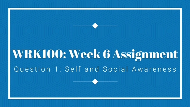 WRK100 Week 6 Assignment Question 1 Self and Social Awareness
