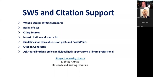 The Strayer University Library's SWS Format and Citation Refresher Lecture!