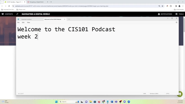 CIS101 Weds Chat Week 2 Winter 24