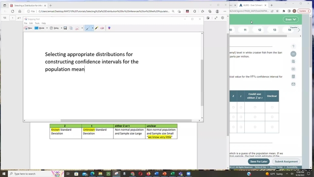 Selecting appropriate distributions for constructing confidence ...