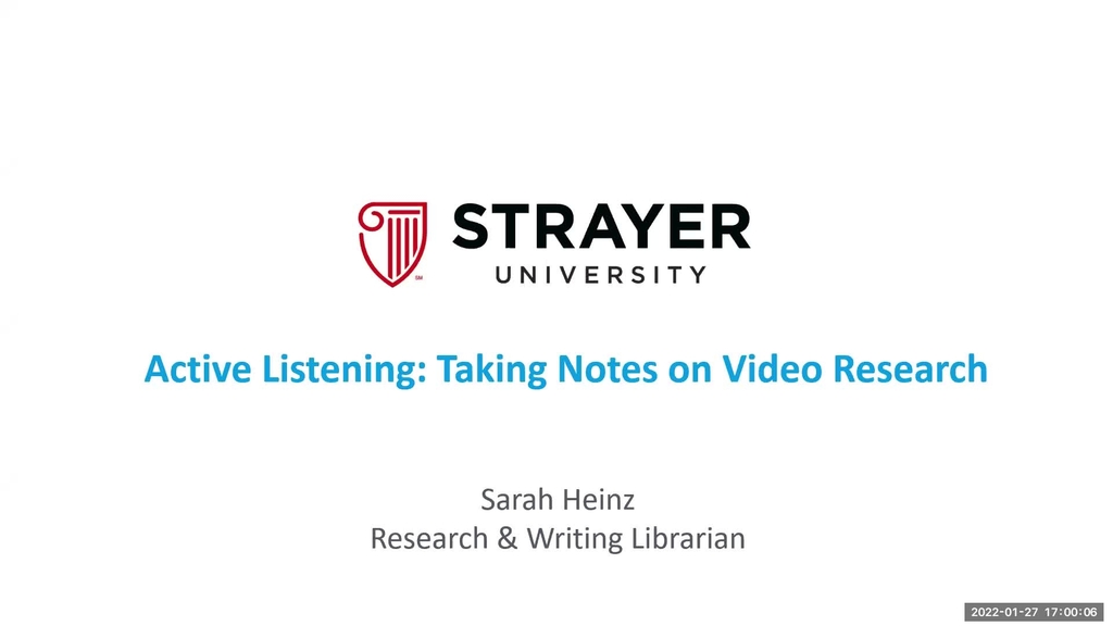 Active Listening: Taking Notes on Video Research