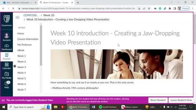 How to embed Kaltura into your Week 10 Assignment - Dr. McGrath