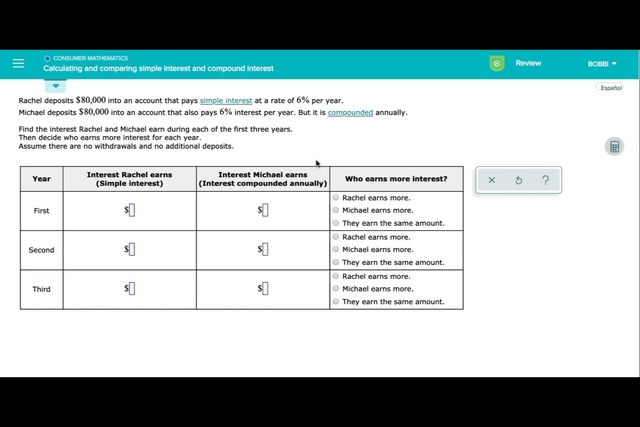 Calculating and comparing simple interest and compound interest.mp4