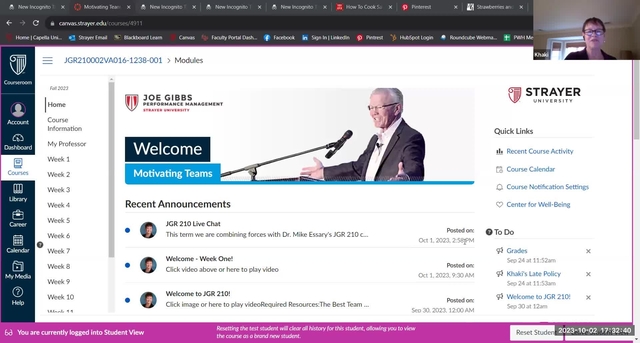 Week One Live Chat JGR 210