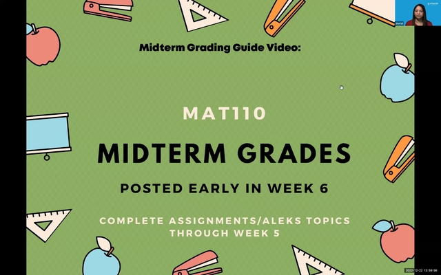 Mat110 Midterm Grading Guide