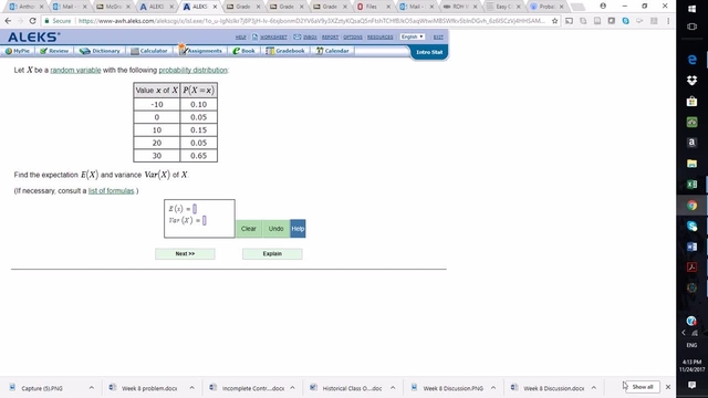 Expectation and variance of a random variable - Prof. Myers